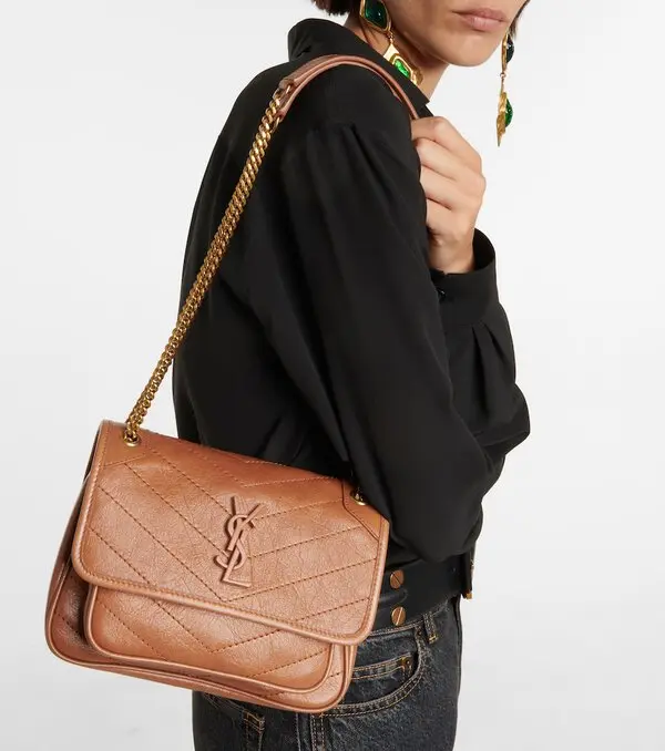 Saint Laurent Niki Baby Leather Shoulder Bag - Brown