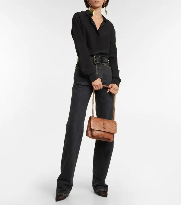 Saint Laurent Niki Baby Leather Shoulder Bag - Brown