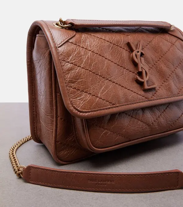 Saint Laurent Niki Baby Leather Shoulder Bag - Brown
