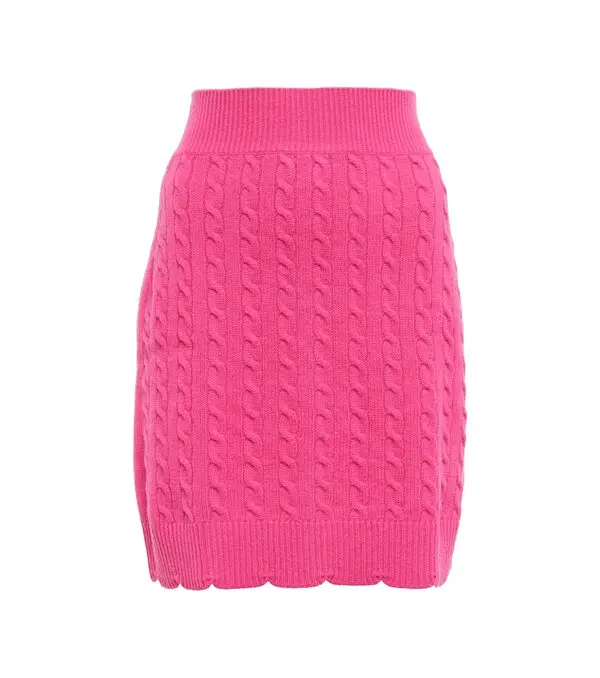 PATOU Scalloped Cable-knit Wool Miniskirt