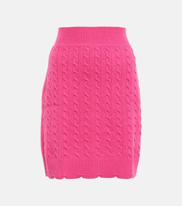 PATOU Scalloped Cable-knit Wool Miniskirt - Pink