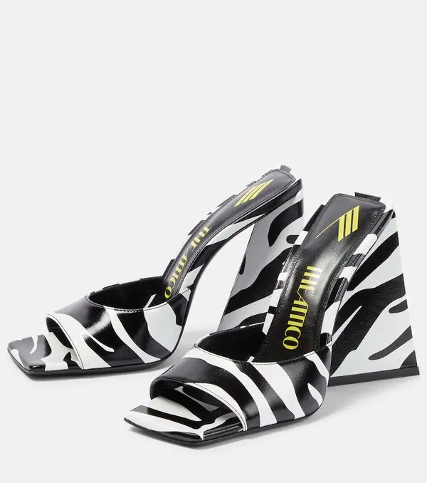 Attico Devon Zebra-printed Leather Mules