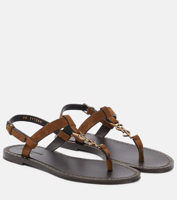 Saint Laurent Cassandra Suede Thong Sandals