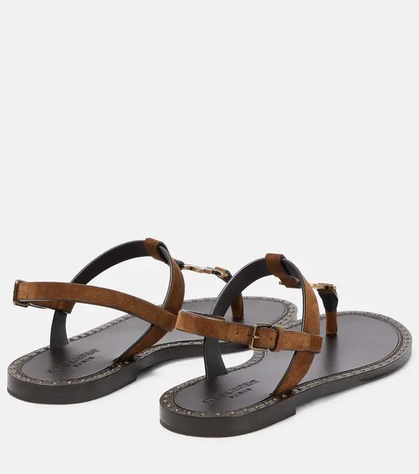 Saint Laurent Cassandra Suede Thong Sandals