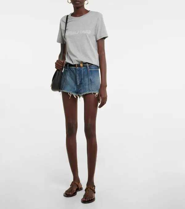 Saint Laurent Cassandra Suede Thong Sandals