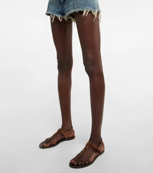 Saint Laurent Cassandra Suede Thong Sandals