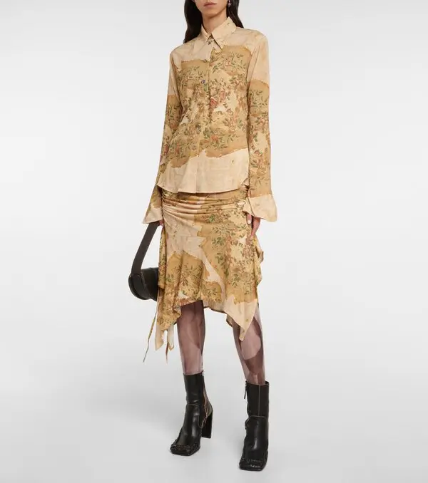Acne Studios Floral Crêpe Midi Skirt