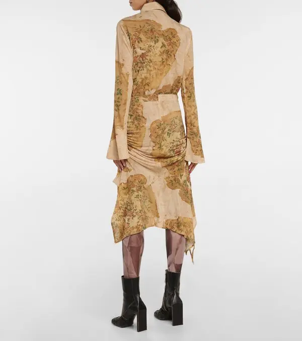 Acne Studios Floral Crêpe Midi Skirt
