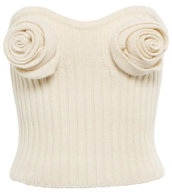 Blumarine Rose-appliqué Wool Bustier