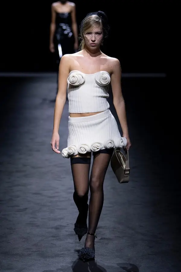 Blumarine Rose-appliqué Wool Bustier