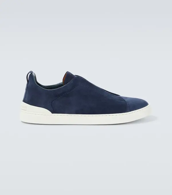 Zegna Triple Stitch Suede Sneakers - Blue
