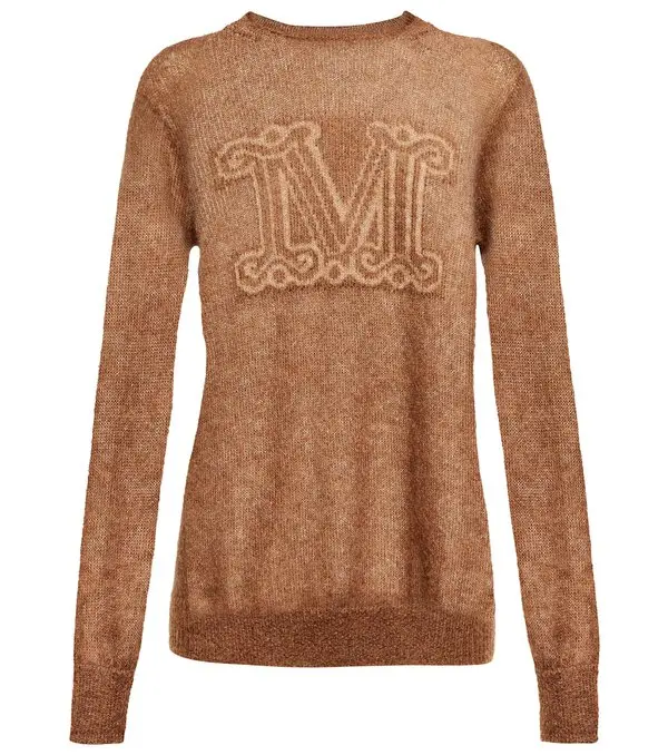 Max Mara Ocra Jacquard Mohair-Blend Sweater In Brown - 30% Off