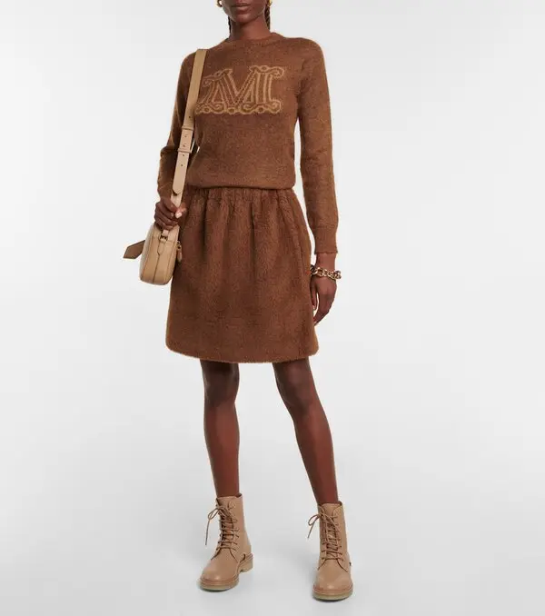 Max Mara Ocra Jacquard Mohair-Blend Sweater In Brown - 30% Off
