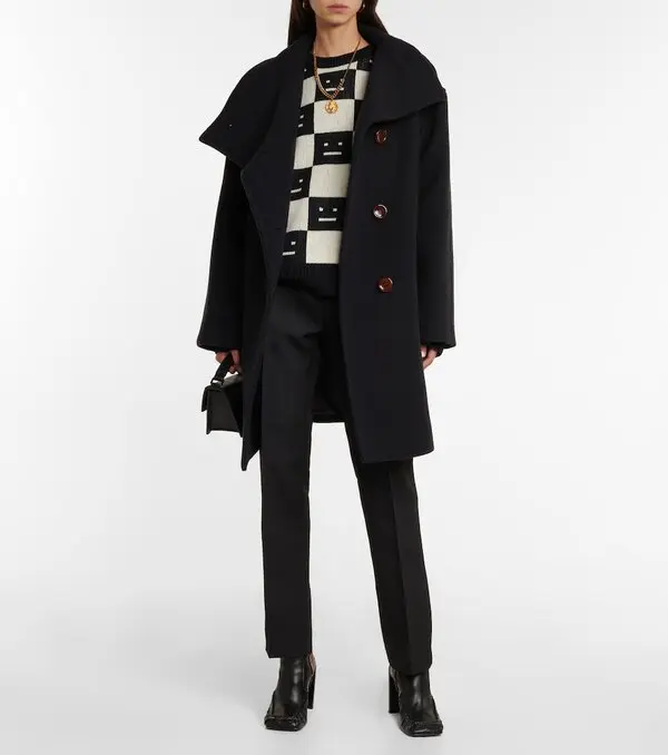 Acne Studios Funnel-Neck Wool-Blend Coat - Black | Editorialist