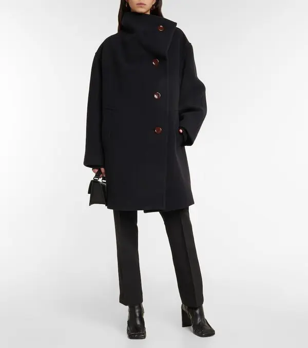 Acne Studios Funnel-Neck Wool-Blend Coat - Black | Editorialist