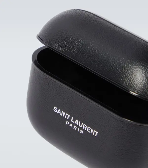 Saint Laurent Leather Airpods Case - Black | Editorialist