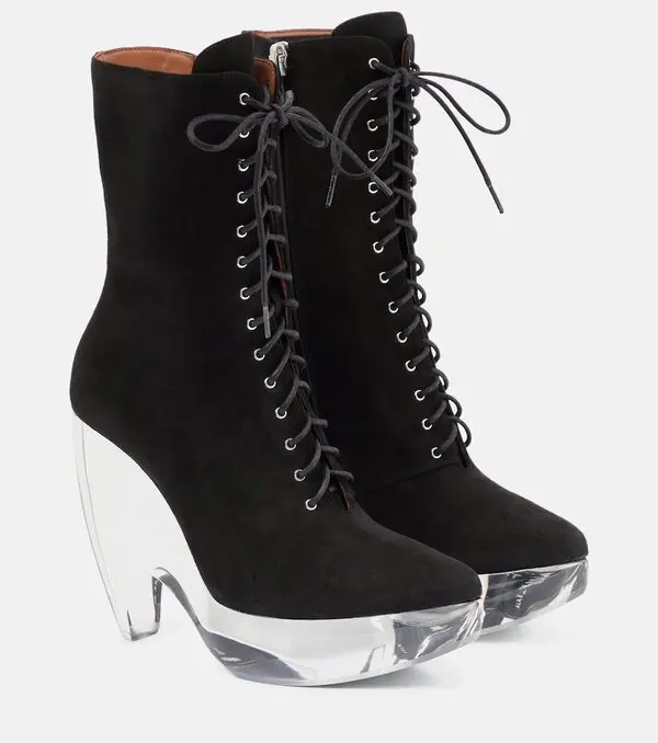 Alaïa Suede Lace-up Platform Boots
