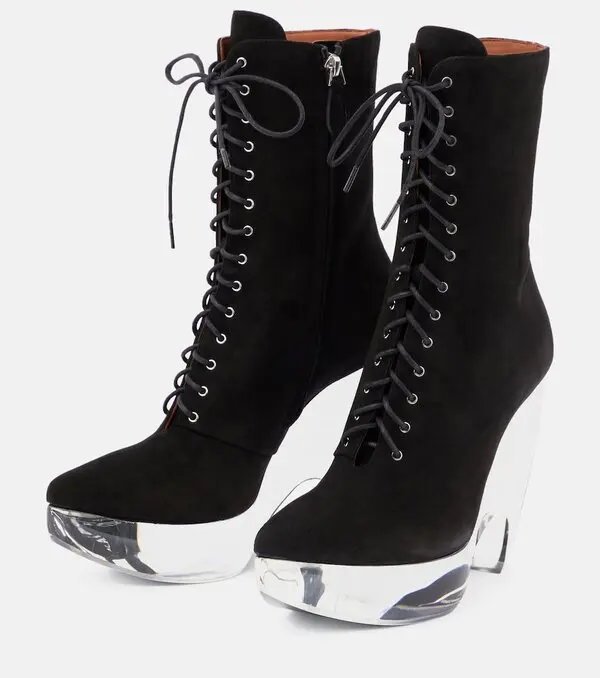 Alaïa Suede Lace-up Platform Boots