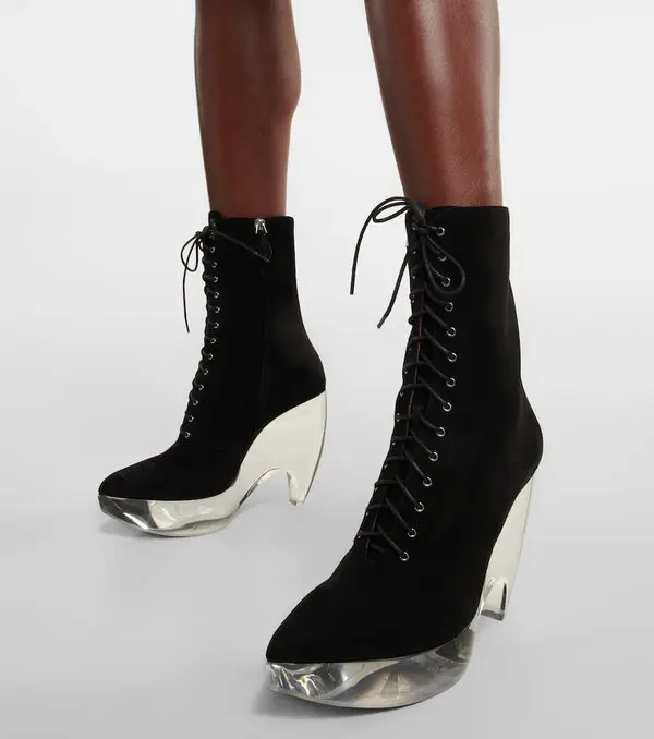 Alaïa Suede Lace-up Platform Boots