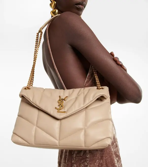Saint Laurent Small Loulou Puffer Shoulder Bag Beige Editorialist