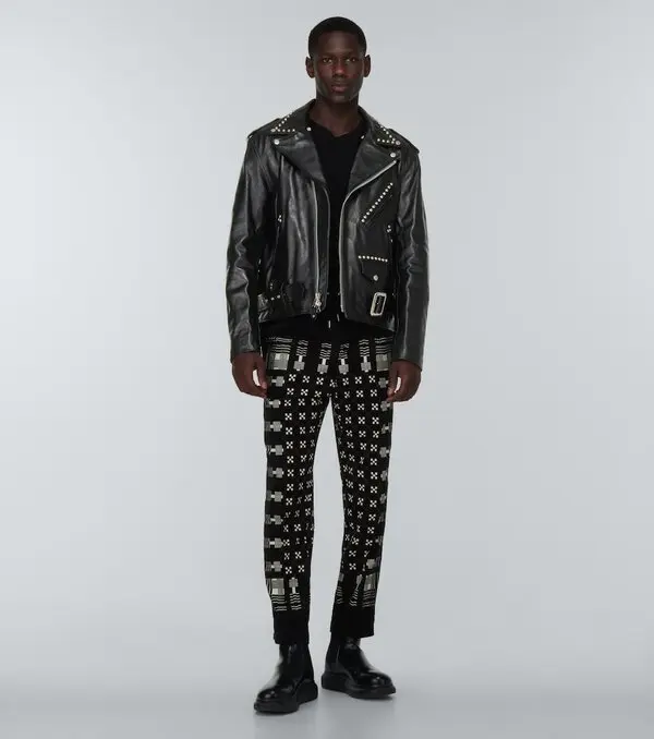 Sacai X Schott Studded Leather Jacket In Black - 40% Off