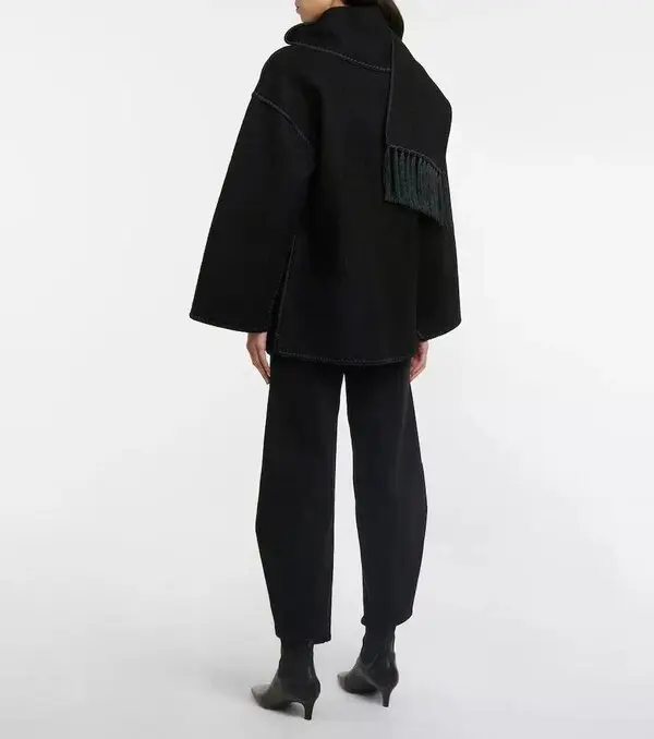 TOTEME Embroidered Wool-blend Scarf Jacket - Black