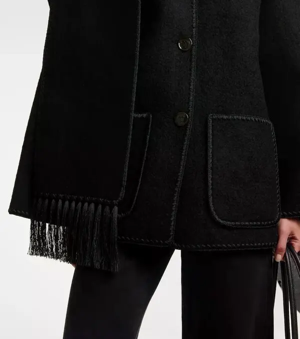 TOTEME Embroidered Wool-blend Scarf Jacket - Black