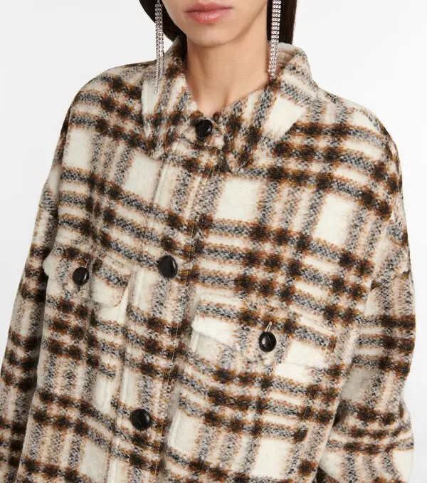 MARANT ETOILE Fontizi Checked Wool-blend Coat - Neutrals