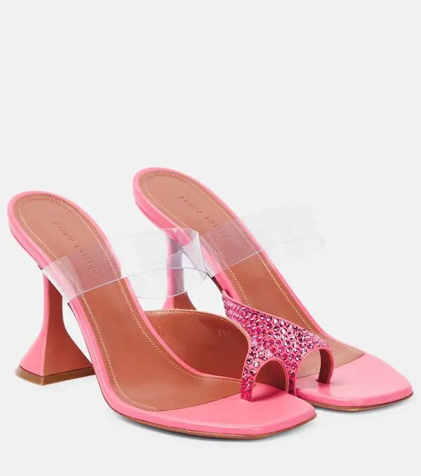 Amina Muaddi Paloma Embellished Mules - Pink