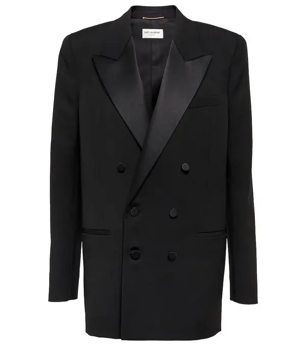 Saint Laurent Double-breasted Wool Tuxedo Jacket
