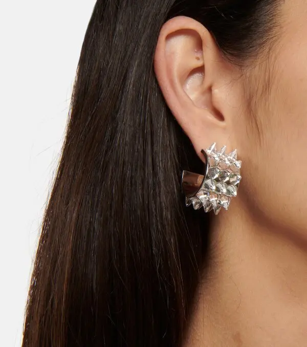 Amina Muaddi Karma Crystal-embellished Earrings - Silver