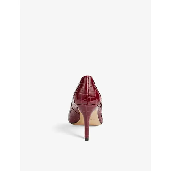LK BENNETT Floret Croc-embossed Pointed-toe Leather Courts