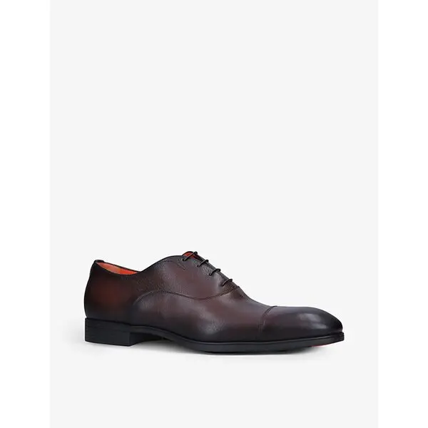 Santoni Simon Leather Oxford Shoes In Dark Brown - 29% Off  display picture 1