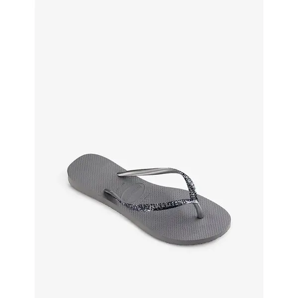 Havaianas Slim Glitter Ii Rubber Flip Flops - Steel Grey