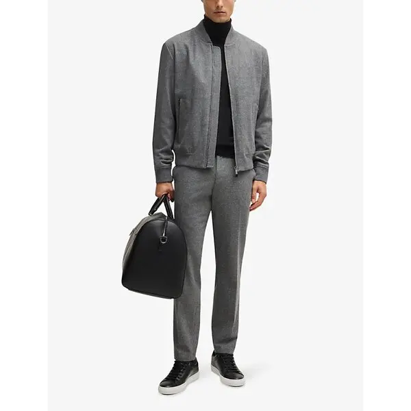BOSS Funnel-neck Wool-knit Jumper - Black