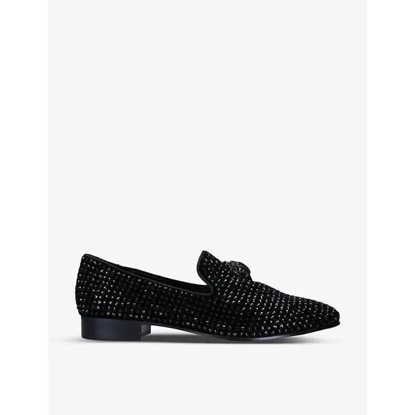 Kurt Geiger Ace Studded Suede Loafers - Black