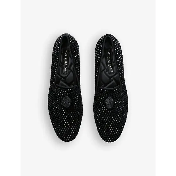 Kurt Geiger Ace Studded Suede Loafers - Black