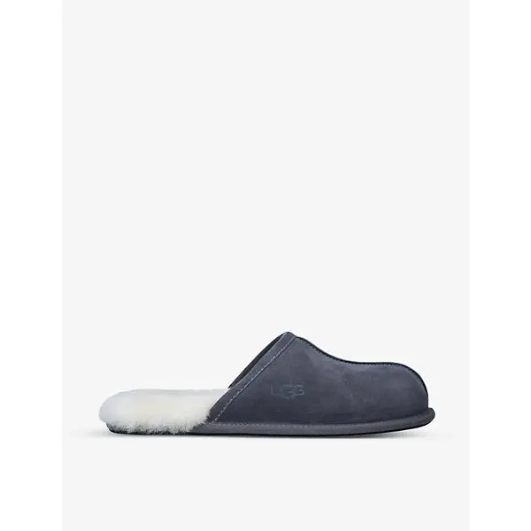 UGG Scuff Brand-embossed Suede And Shearling Slippers - Grey/dark