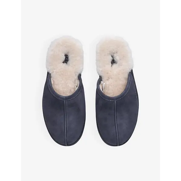UGG Scuff Brand-embossed Suede And Shearling Slippers - Grey/dark