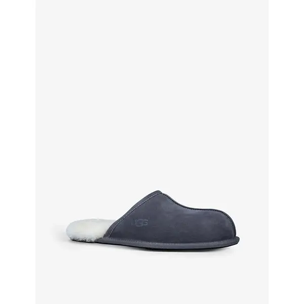 UGG Scuff Brand-embossed Suede And Shearling Slippers - Grey/dark