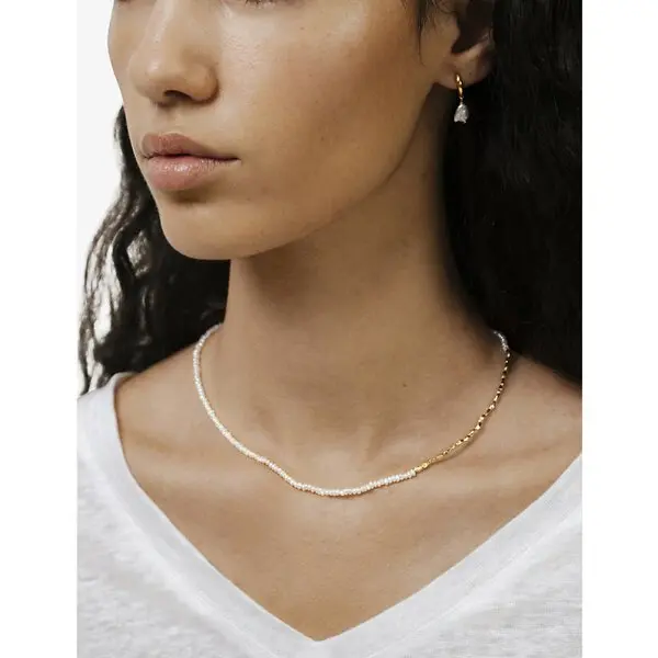 Monica Vinader Mini Nugget Faux-pearl Beaded Necklace - Gold