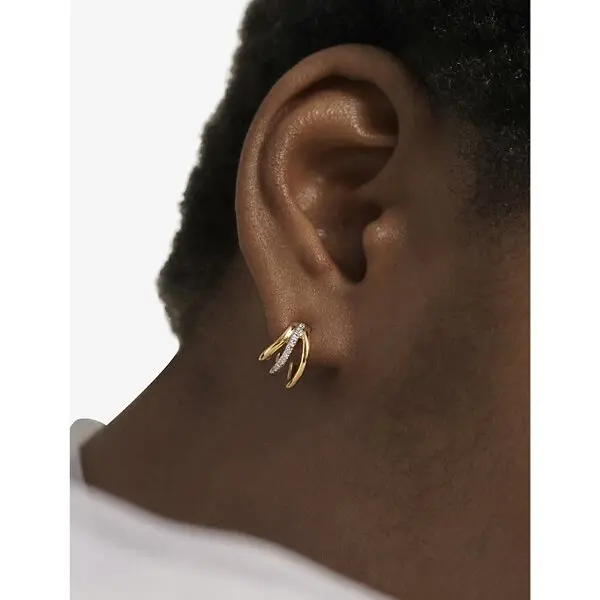 Monica Vinader Riva Wave Diamond Huggie Earrings
