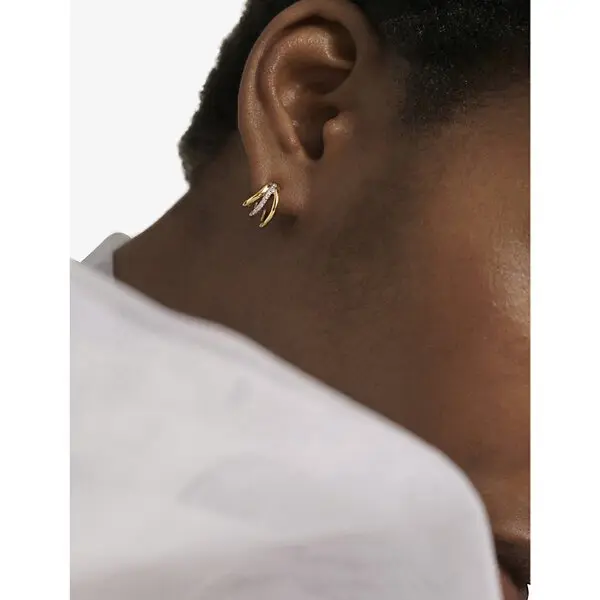 Monica Vinader Riva Wave Diamond Huggie Earrings