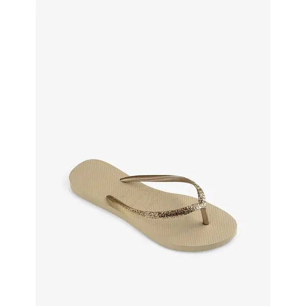 Havaianas Slim Glitter Ii Rubber Flip Flops - Sand Grey