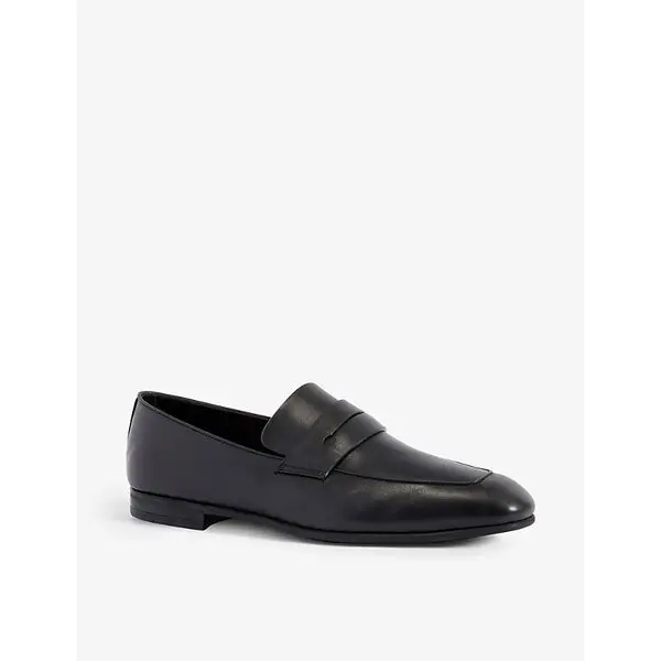 Zegna Leather Penny Loafers - Navy