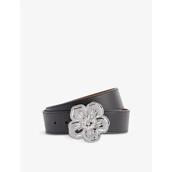 Kenzo Flower-buckle Reversible Leather Belt