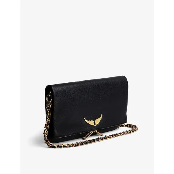 Zadig&Voltaire Rock Grained Leather Clutch - Noir Gold