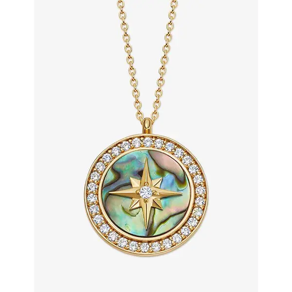 Astley Clarke Polaris Large Abalone And White Sapphire Locket Necklace - Yellow Gold