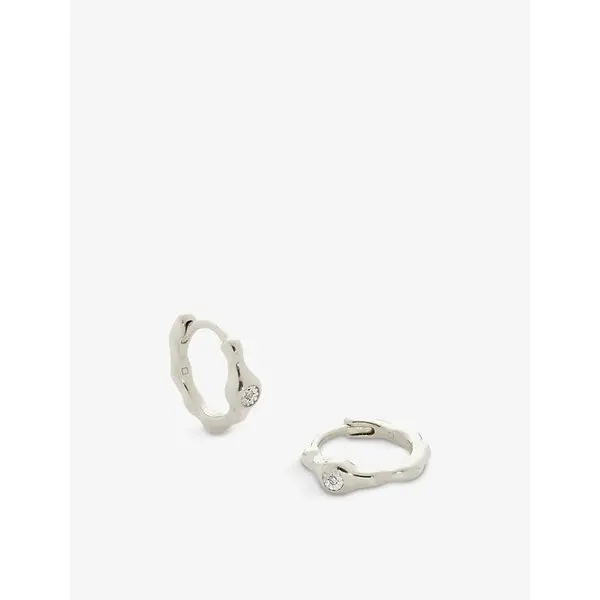 Monica Vinader Siren Recycled Sterling And Diamond Huggie Earrings - Silver