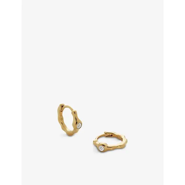 Monica Vinader Siren Recycled 18ct Yellow -plated Vermeil Sterling-silver And 0.01ct Diamond Huggie Earrings - Gold